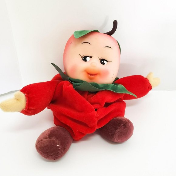 Vintage Fruit Babies Red Apple Bean Bag Plush Doll